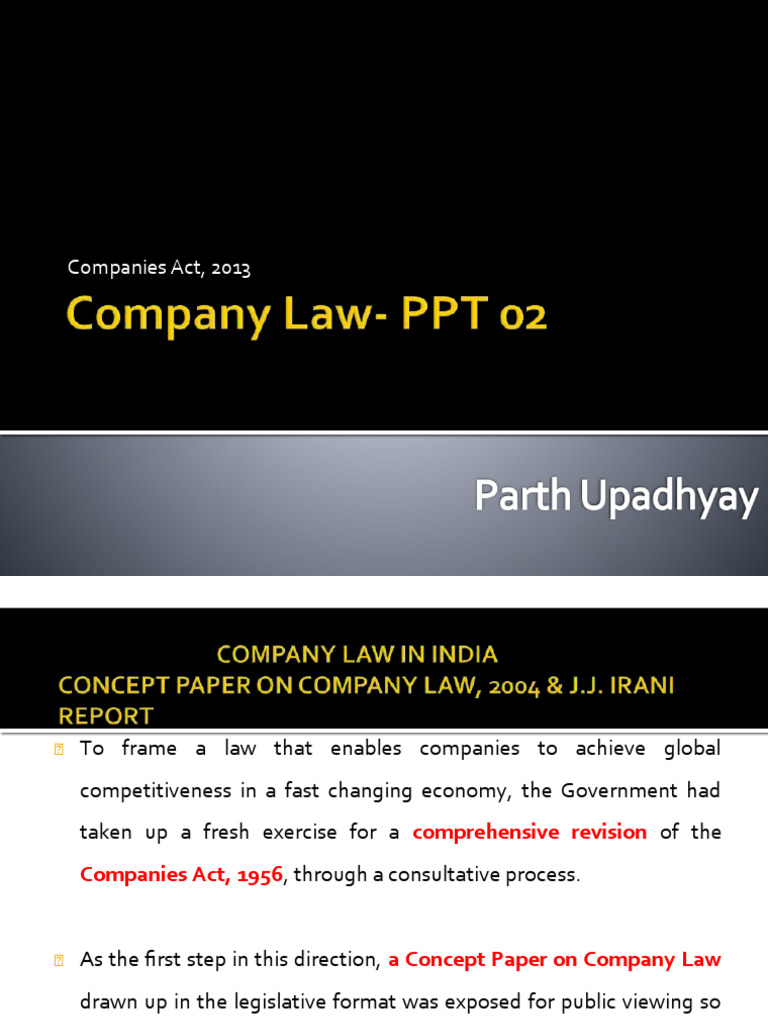 2-Company Law PPT - 02 Unit - 1 | PDF | Guarantee | Companies