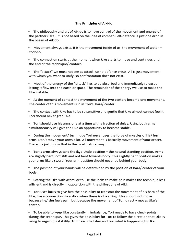 Basic Principles Aikido Jelena | PDF | Aikido Basic Principles Aikido Jelena | PDF | Aikido