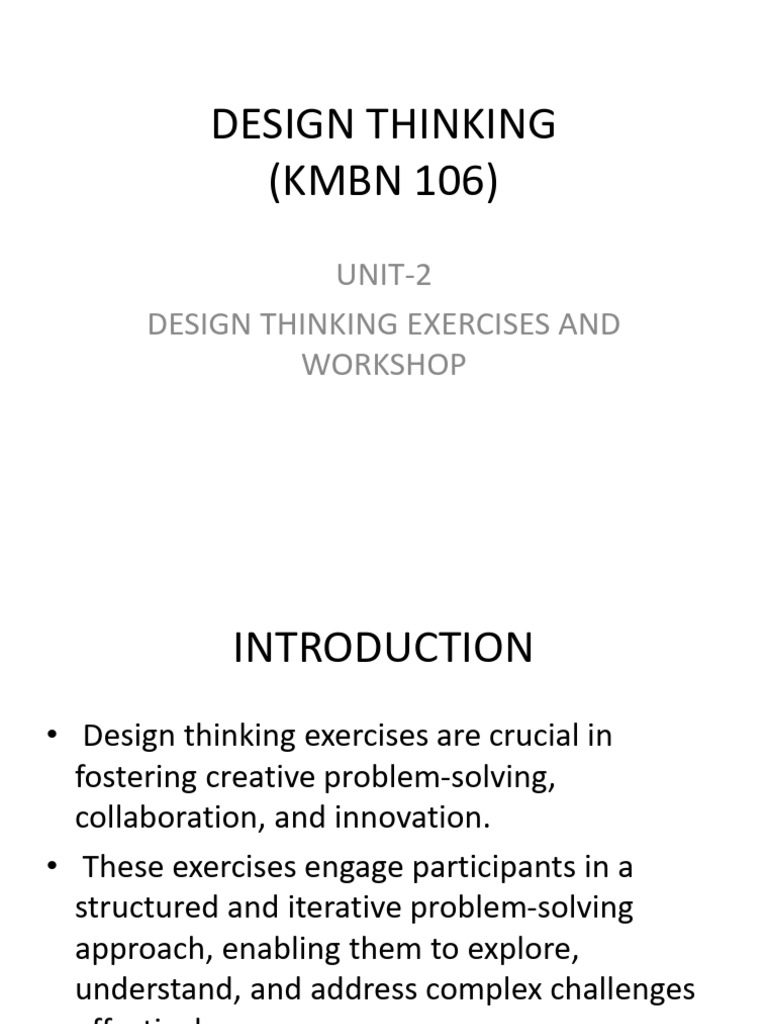 DESIGN THINKING Unit 2 | Download Free PDF | Design Thinking | Creativity