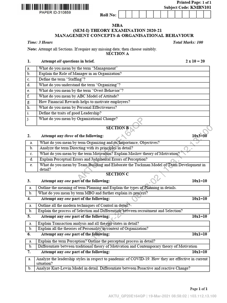 2020 21 KMBN 101 | PDF