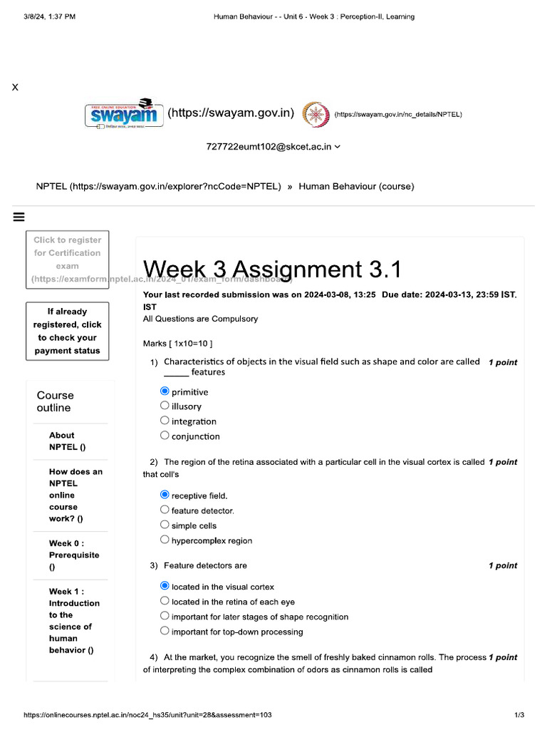 NPTEL WEEK 3 ASSIGNMENT 3.1 ANSWER | PDF