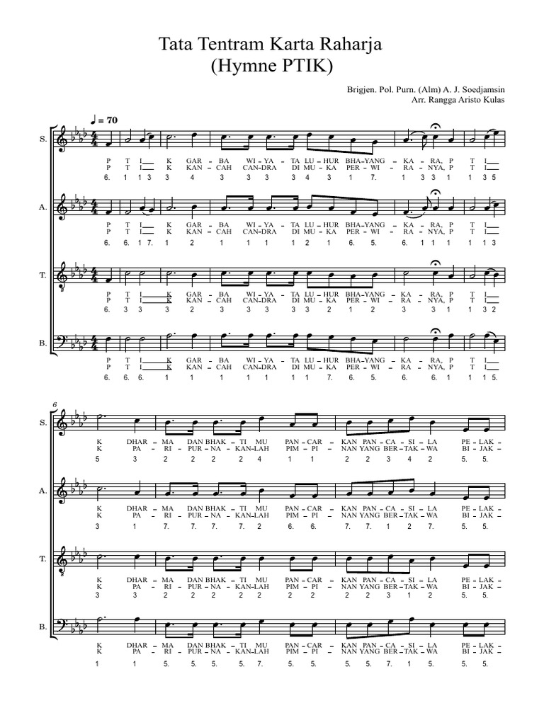 [Numbered] Tata Tentram Karta Raharja (Hymne PTIK) | PDF