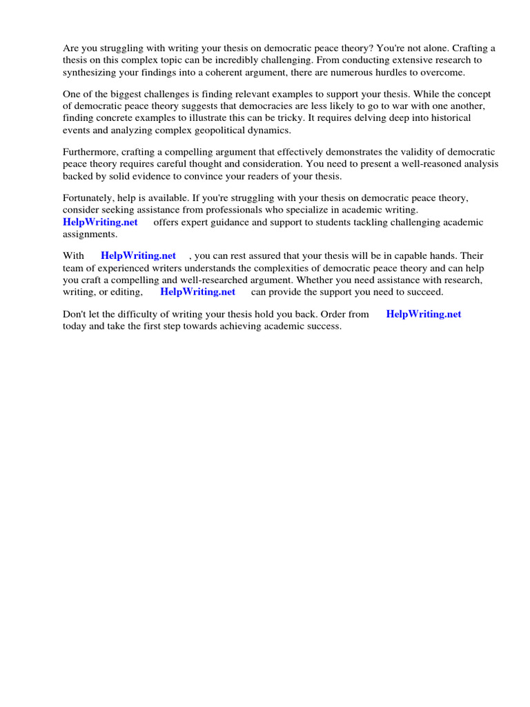 Democratic Peace Thesis Examples | PDF | Democracy | Political Ideologies
