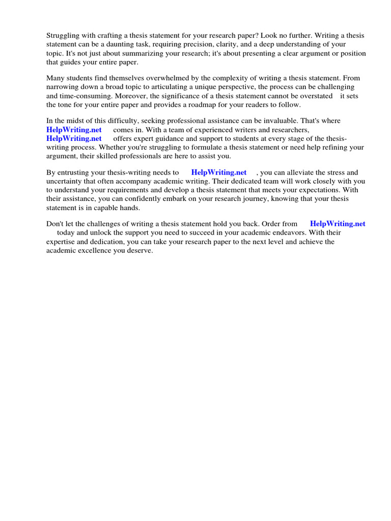Example of Good Thesis Statement For Research Paper | PDF | Essays | Thesis