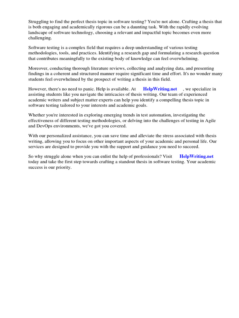 Thesis Topics In Software Testing Pdf Software Testing Methodology