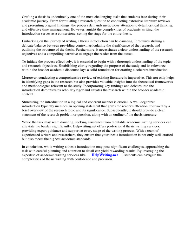 How to Start Your Thesis Introduction | PDF