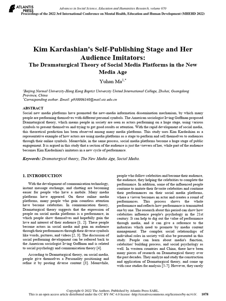 Kim Kardashian's Self-Publishing Stage and Her Audience Imitators | PDF