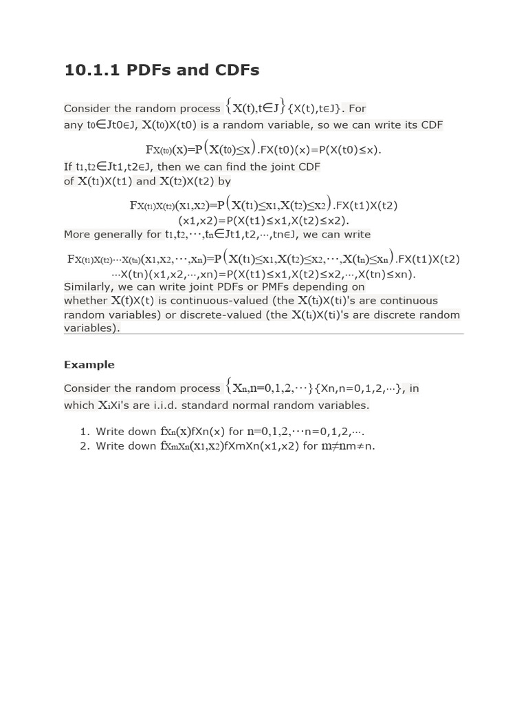Understanding PDFs and CDFs in Random Processes | PDF | Teaching ...