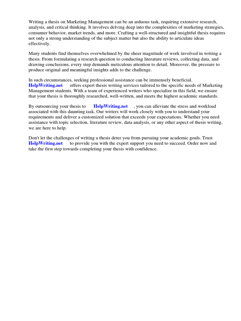 Thesis Marketing Management | PDF | Marketing | Strategic Management