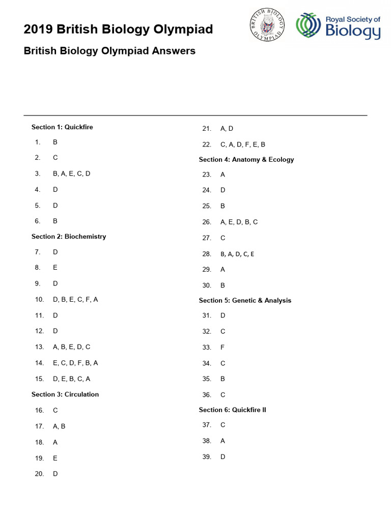 2019 BBO Answers | PDF