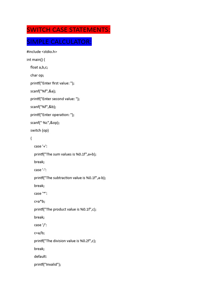 Switch Cases | PDF | Computers