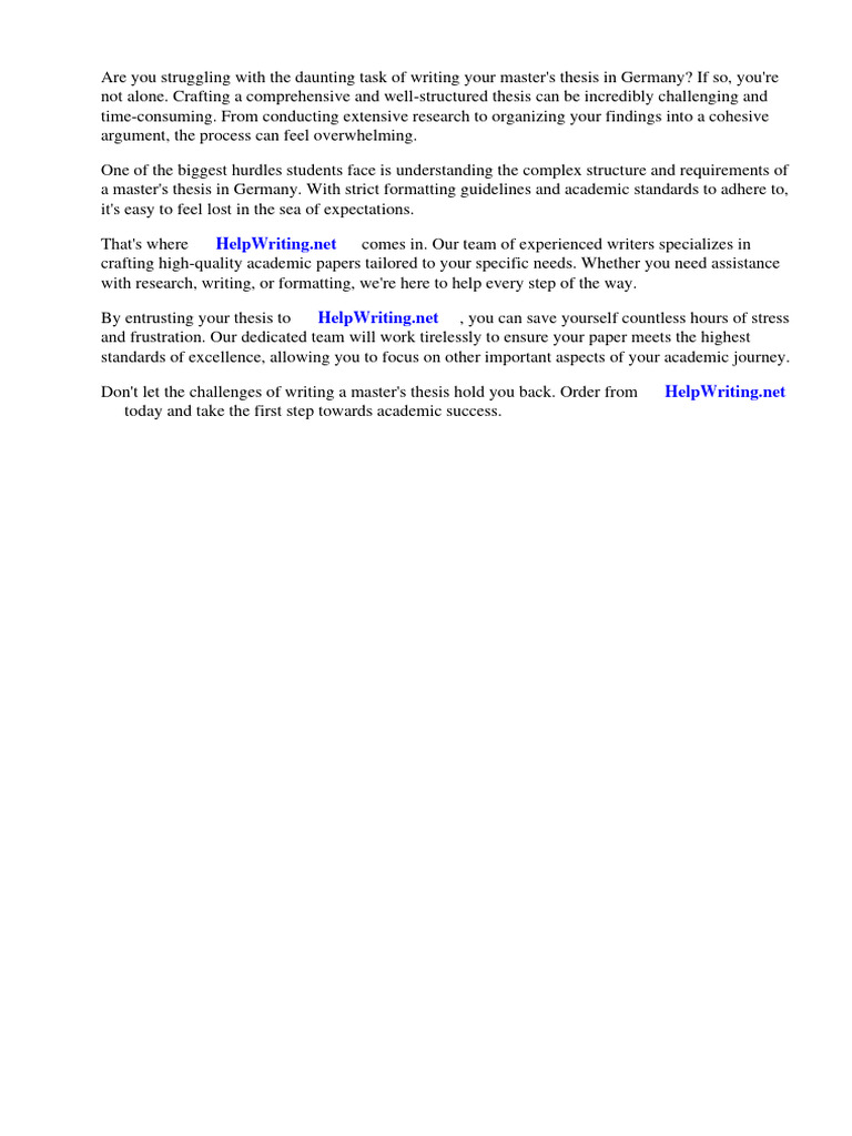 Master Thesis Structure Germany | PDF