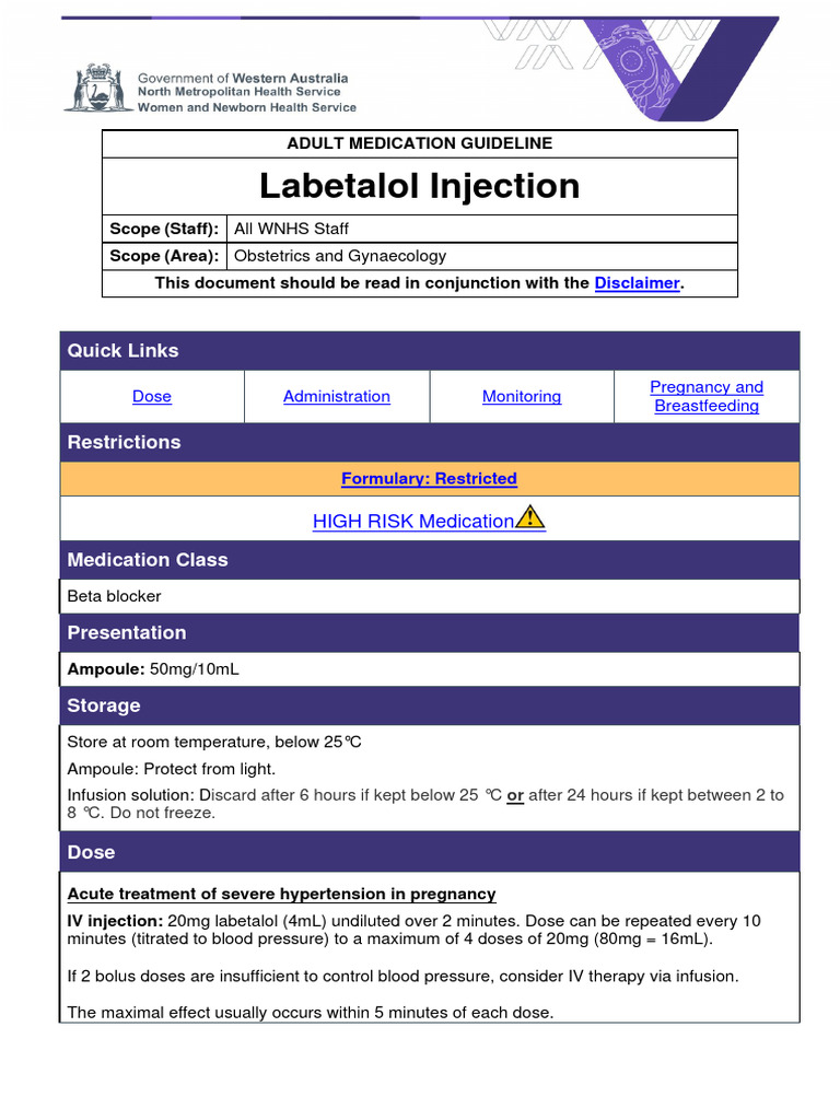 Labetalol Injection | PDF