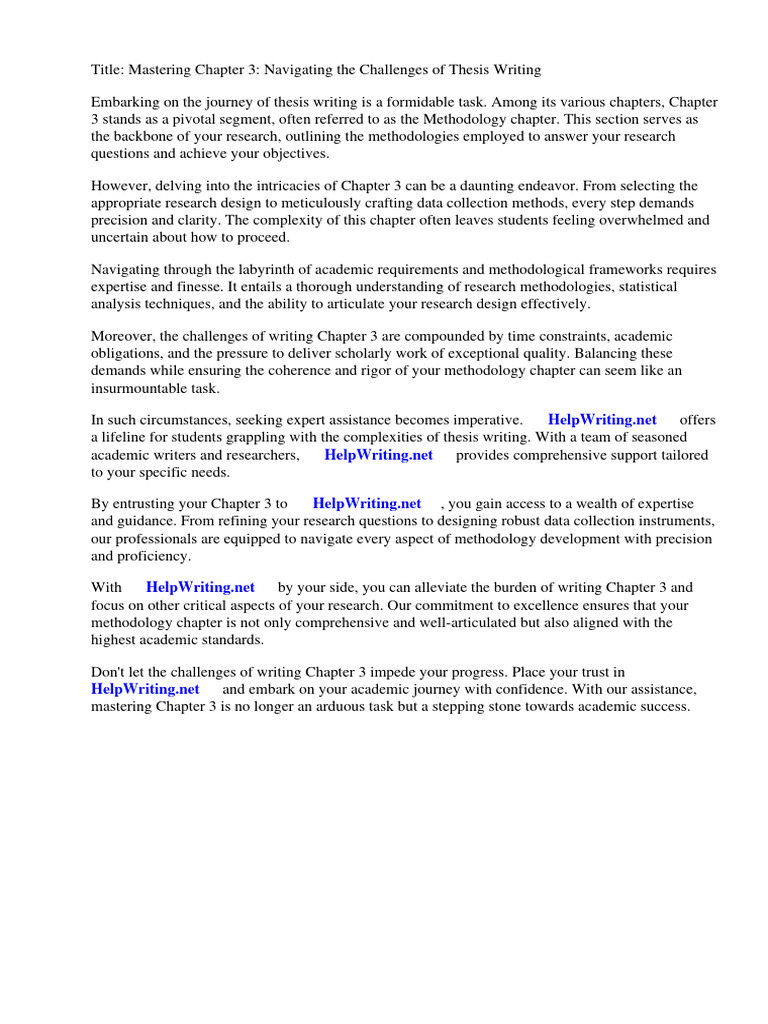 How to Write Chapter 3 Thesis | PDF | Thesis | Methodology