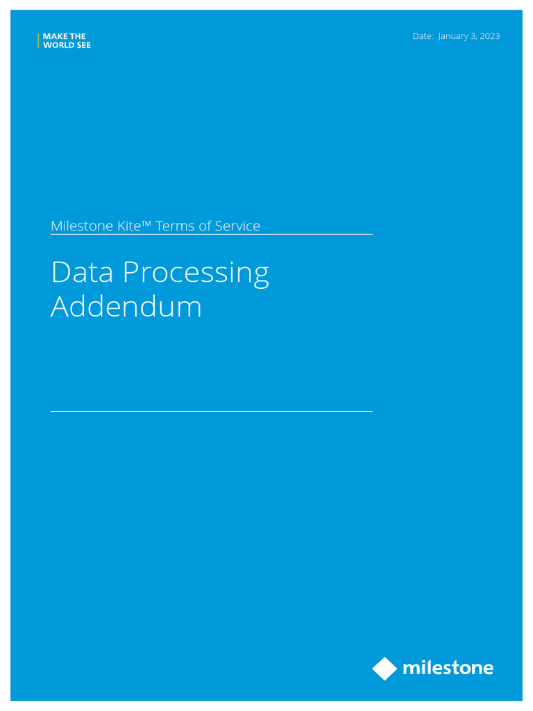 Milestone Kite Data Processing Addendum Jan 3 2023 | PDF | Information Technology | Computing