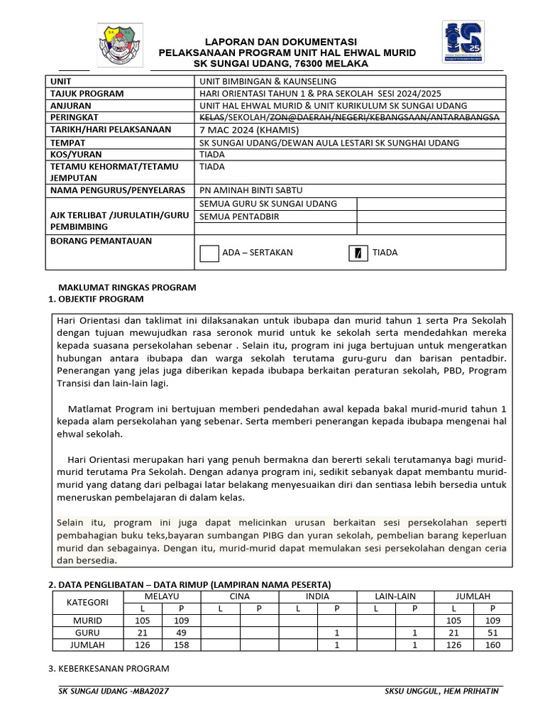 LAPORAN DAN DOKUMENTASI-orientasi | PDF