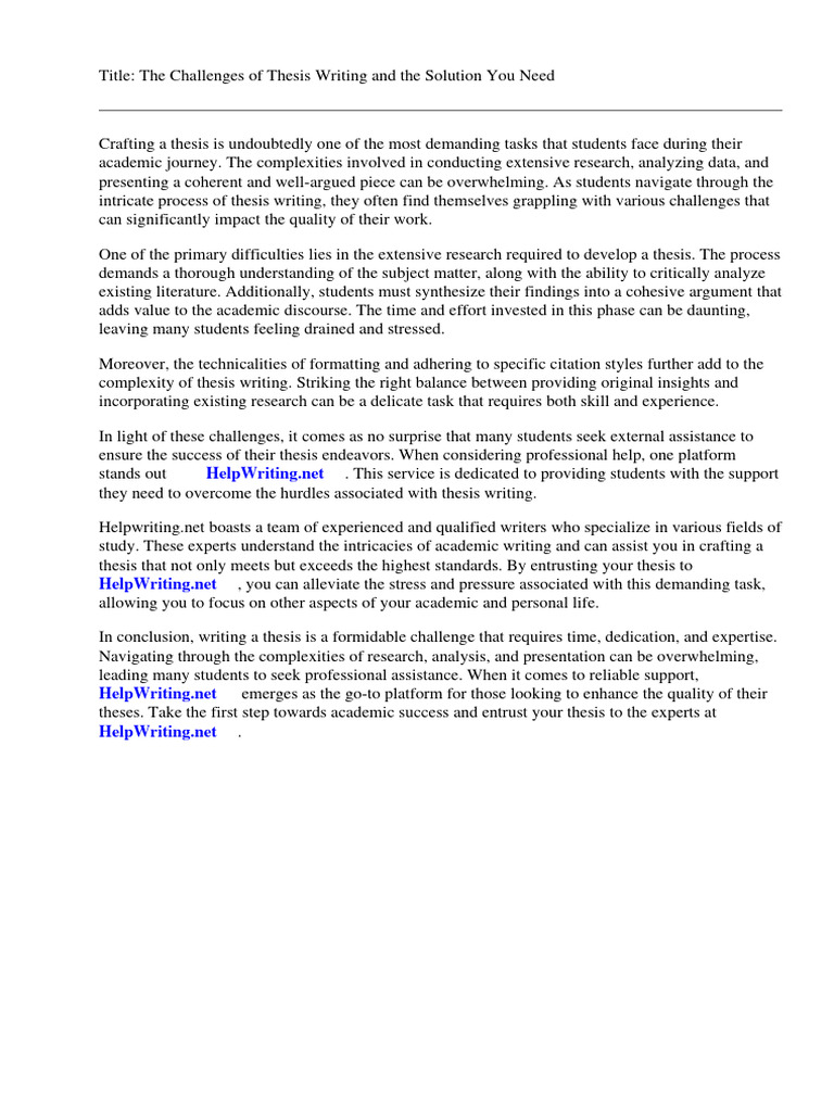 Thesis Should Avoid | PDF