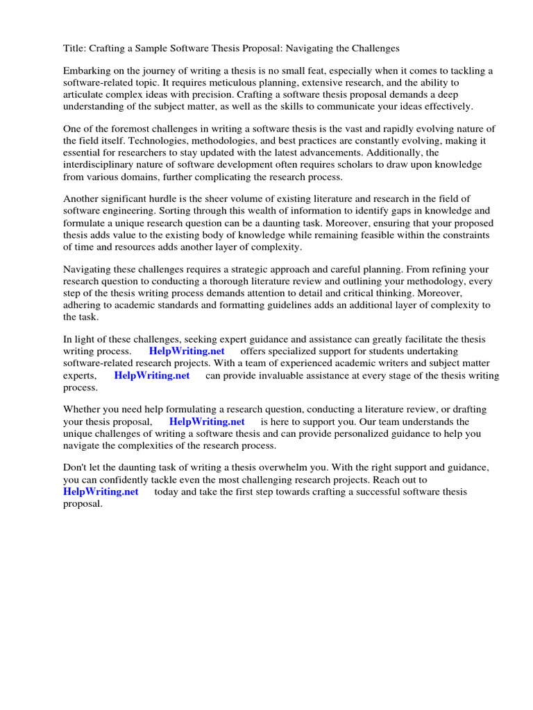 Sample Software Thesis Proposal | PDF | Thesis | Theory