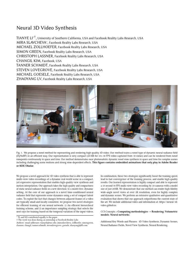 Li Et Al - 2021 - Neural 3D Video Synthesis | PDF | Rendering (Computer Graphics) | 3 D Computer ...