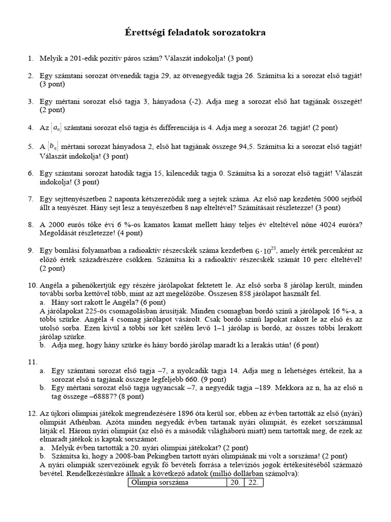 Erettsegi Feladatok | PDF