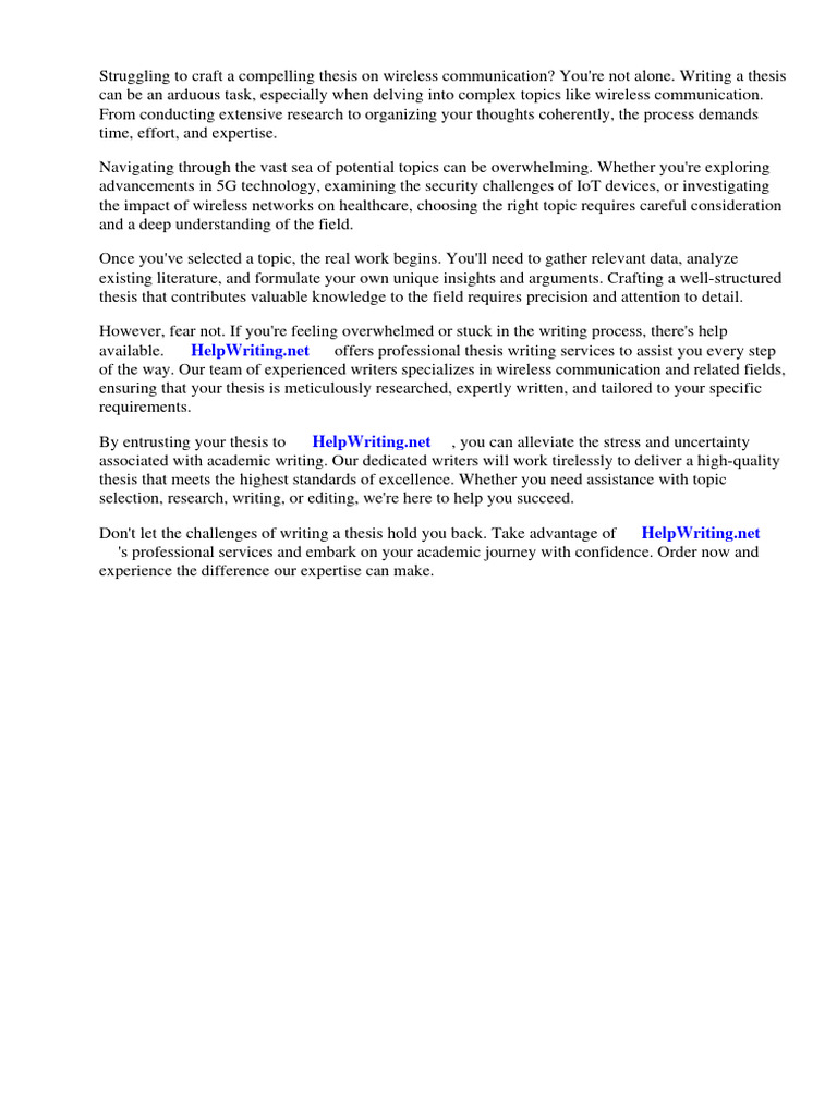 Thesis Writing Help for Wireless Communication | PDF | Computer Network | Wi Fi