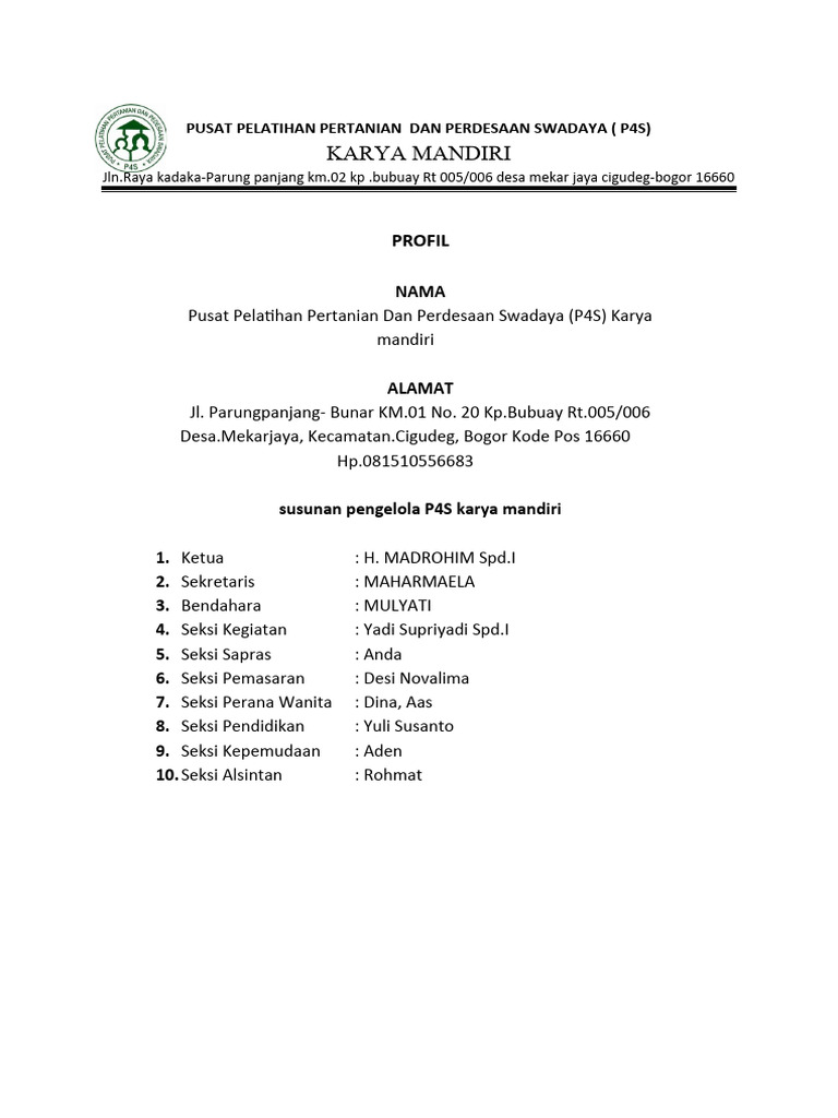 Profil P4S Karya Mandiri | PDF
