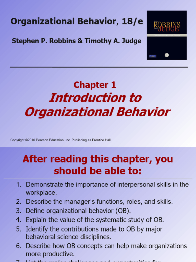 OB Introduction CH01 | PDF | Organizational Behavior | Psychology