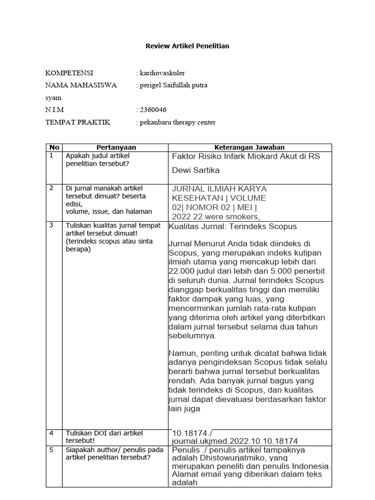 Review Artikel Penelitian Kardiovaskular | PDF