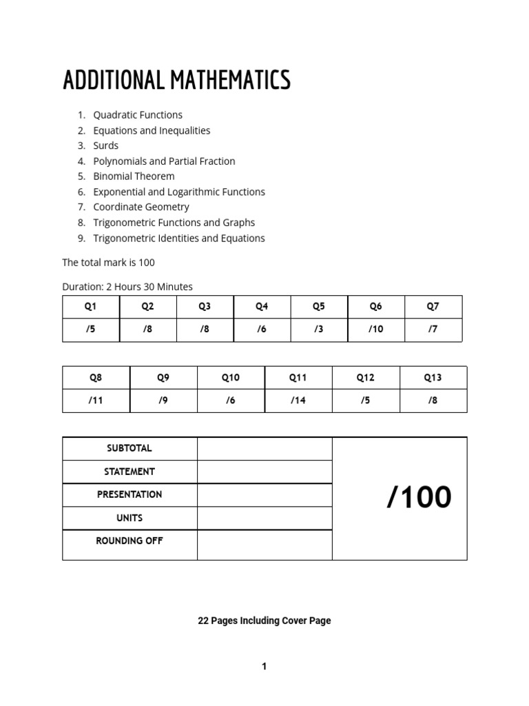 Additional Mathematics | PDF | Circle | Equations