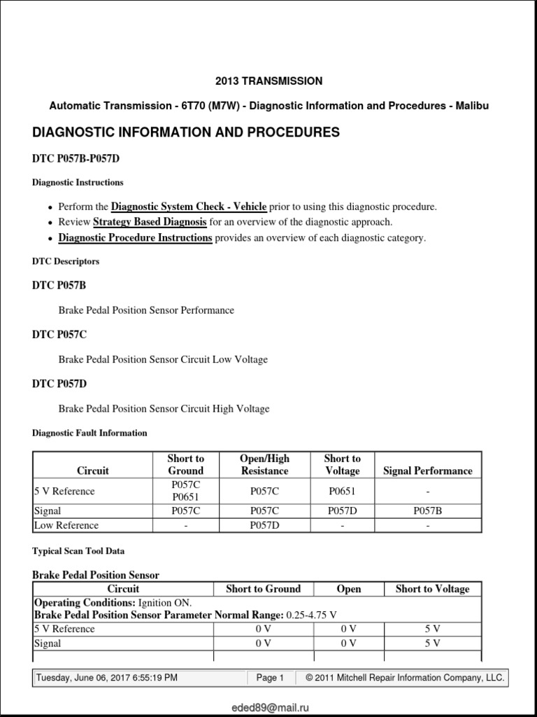 AUTOMATIC TRANSMISSION 6T70 (M7W) - DIAGNOSTIC INFORMATION AND ...