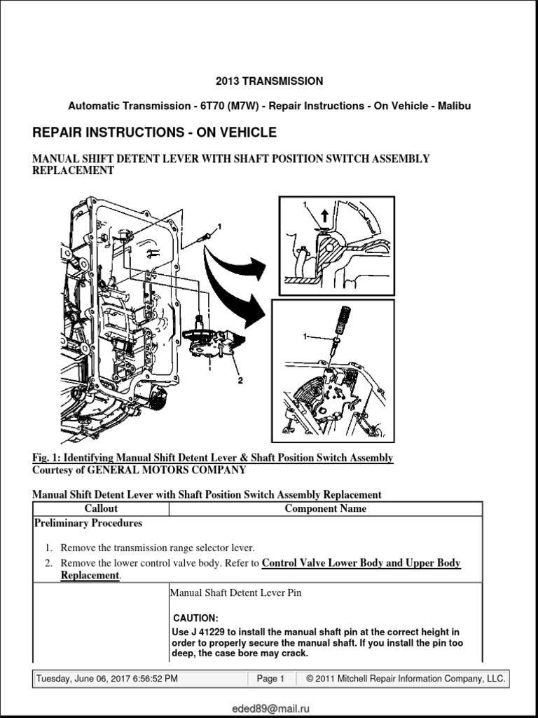 6T70 Transmission Repair Instructions | PDF | Axle | Valve