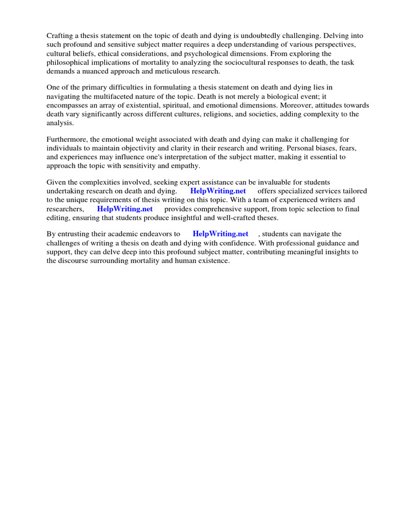 Thesis Statement On Death and Dying | PDF | Grief | Death