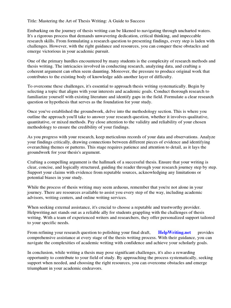 Methods of Research and Thesis Writing Sample | PDF | Methodology | Thesis