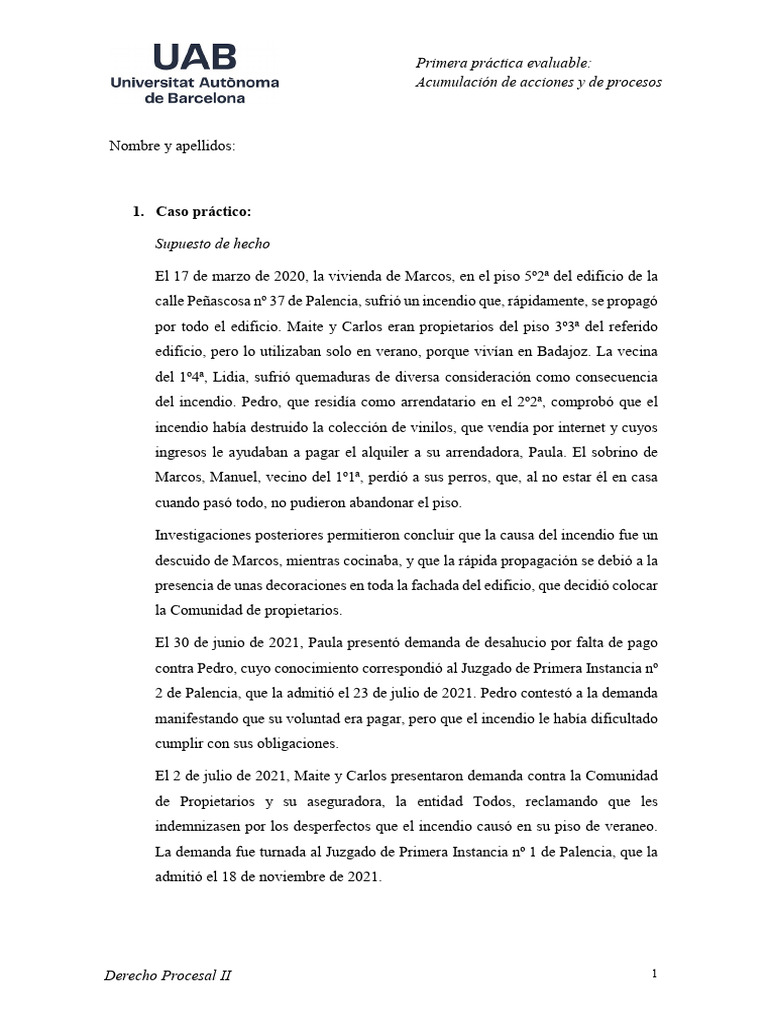 Primera Práctica Evaluable Acumulación de Acciones y Procesos | PDF