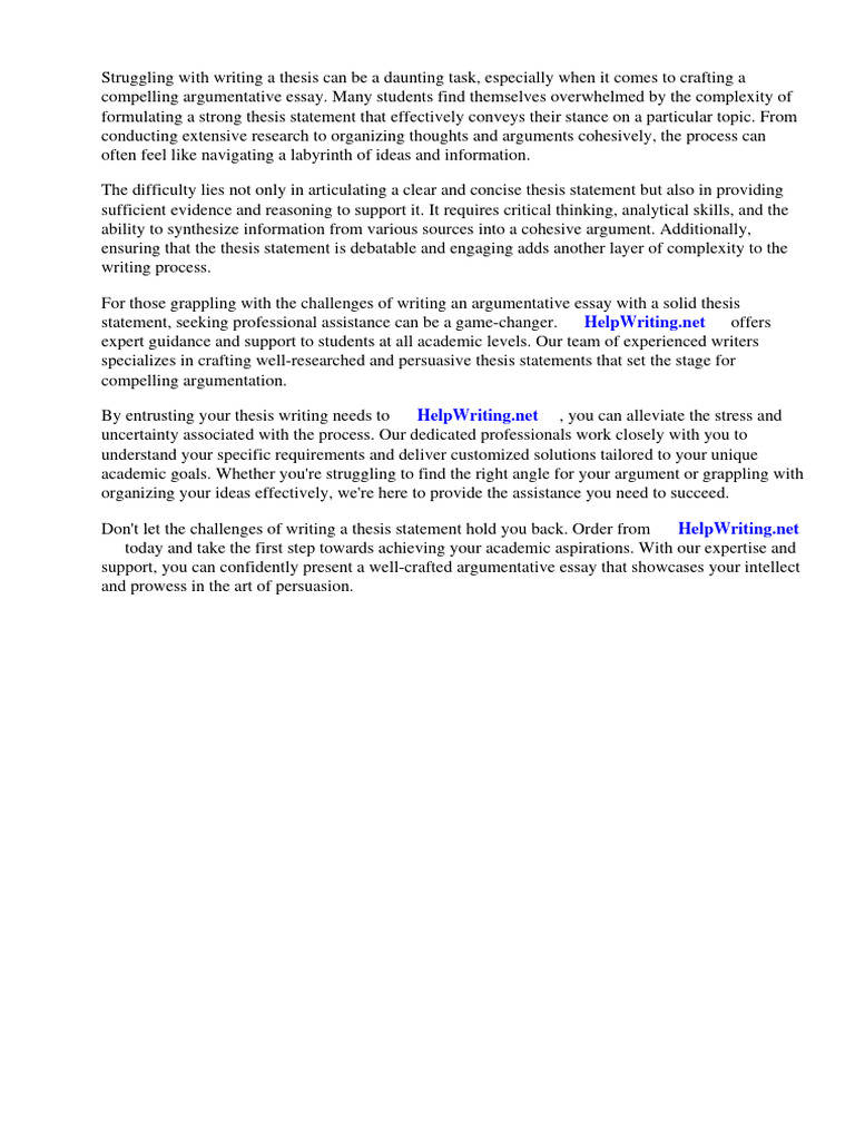 Argumentative Essay Examples With Thesis Statement | PDF