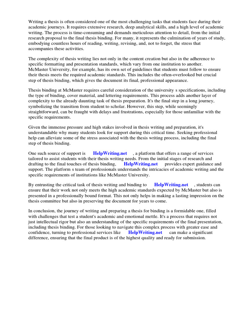 Mcmaster Thesis Binding | PDF | Bookbinding | Thesis