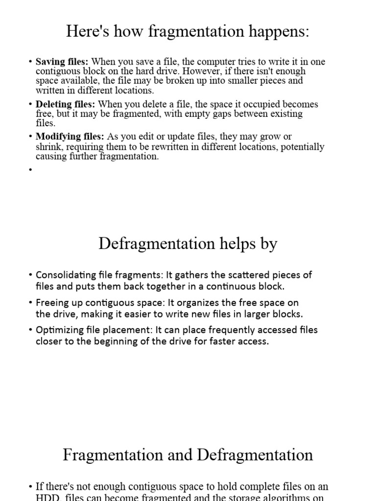 Understanding Defragmentation in Computing | PDF | Computers