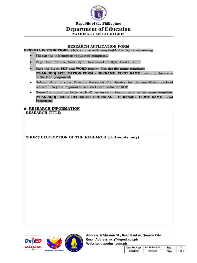 1.2 - F-006 Research Application Form v2 | PDF