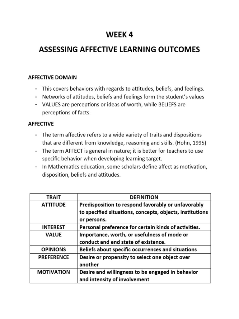 Assessing Affective Learning Outcomes | PDF