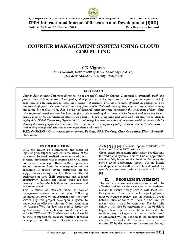 Cloud-Based Courier Management | PDF | Cloud Computing | Databases