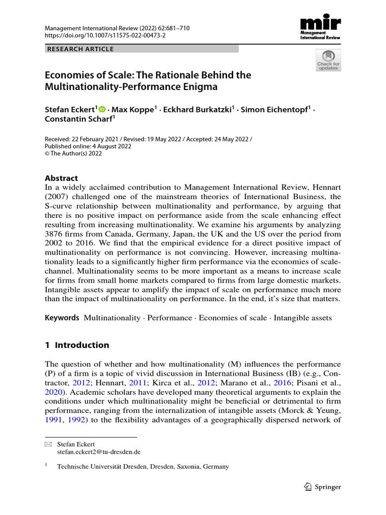 Economies of Scale - The Rationale Behind The Multinationality ...
