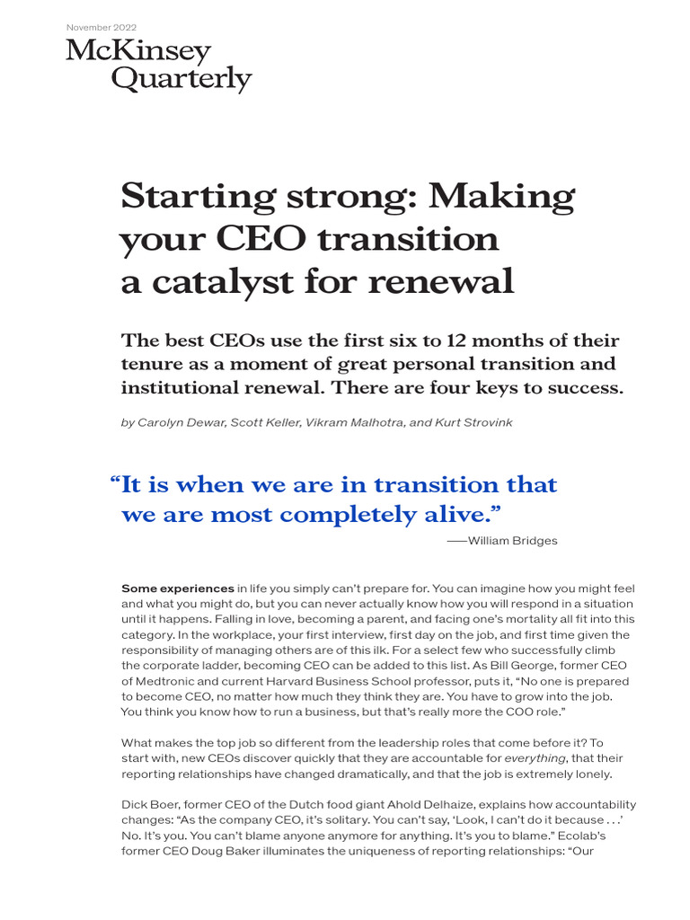 CEO Transition: Keys to Success | PDF | Truth | Business