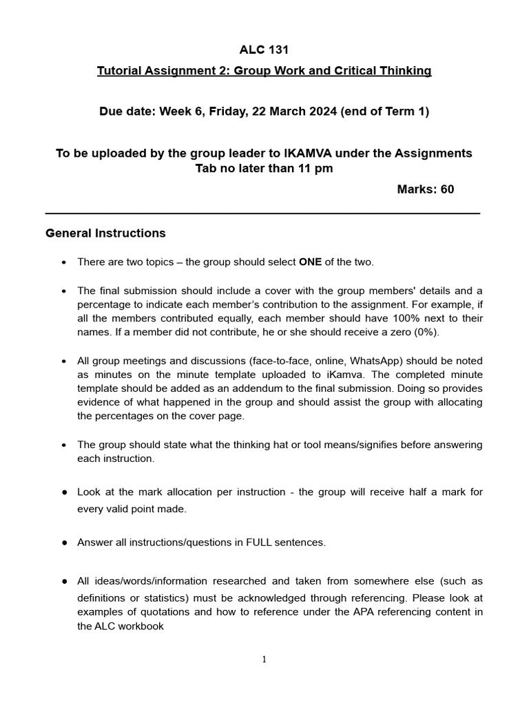 ALC 131 Group Assignment Guidelines | PDF | Pension | Retirement