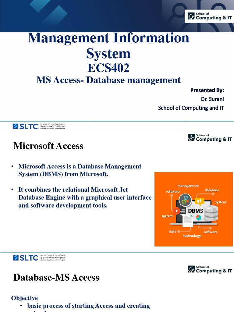 ECS402 - Fundamental of MIS - MS Access Part 1 | PDF | Databases | Microsoft Access