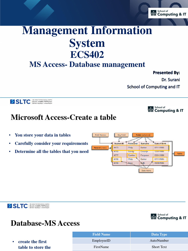 ECS402 - Fundamental of MIS - MS Access Part 2 | PDF