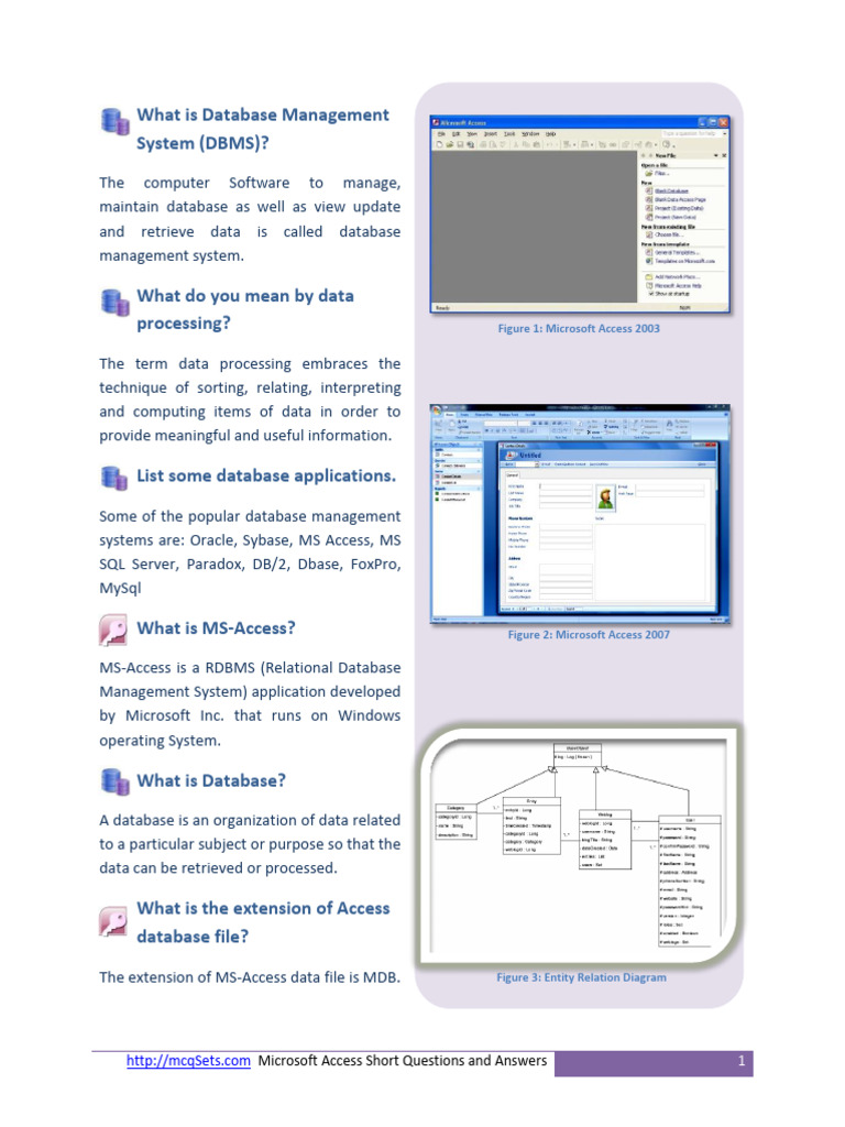 ECS402 MS-Access-Short-Questions-Answers | PDF | Microsoft Access | Databases