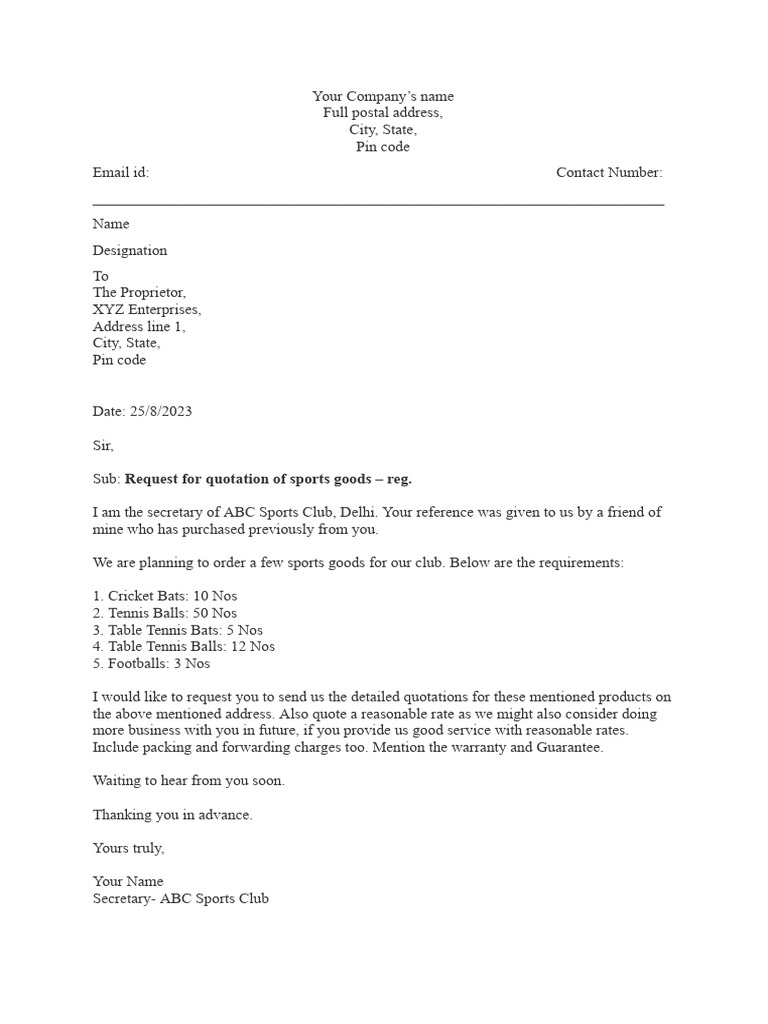 Letters - Quotation | PDF