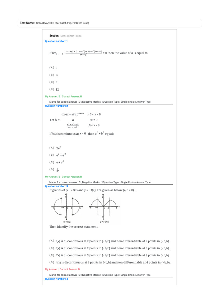 Questionpaper 63 | PDF | Continuous Function | Mathematical Relations