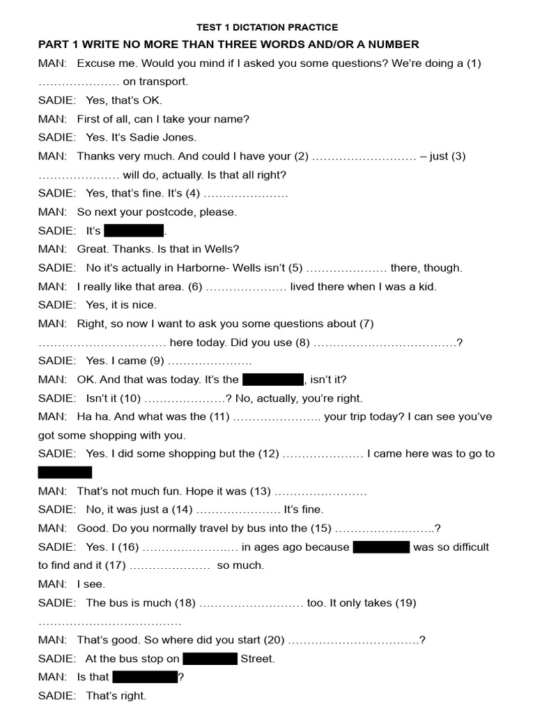 Cam18 - Test 1 Dictation | PDF