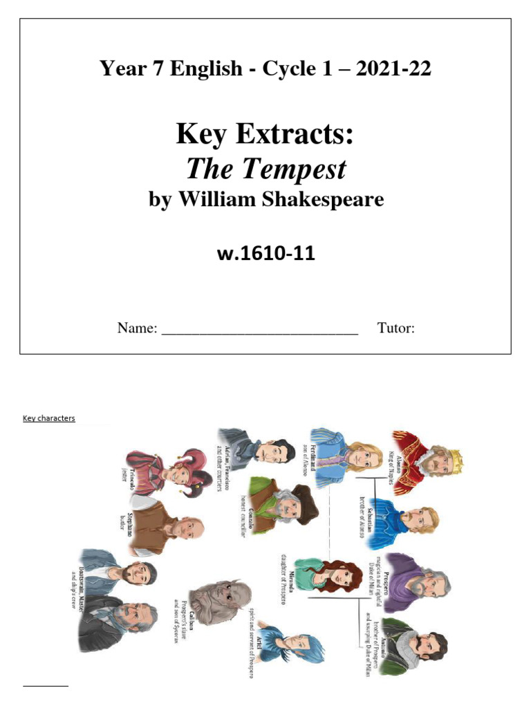 7 - 1 Y7 The Tempest - Extract Booklet | PDF | The Tempest